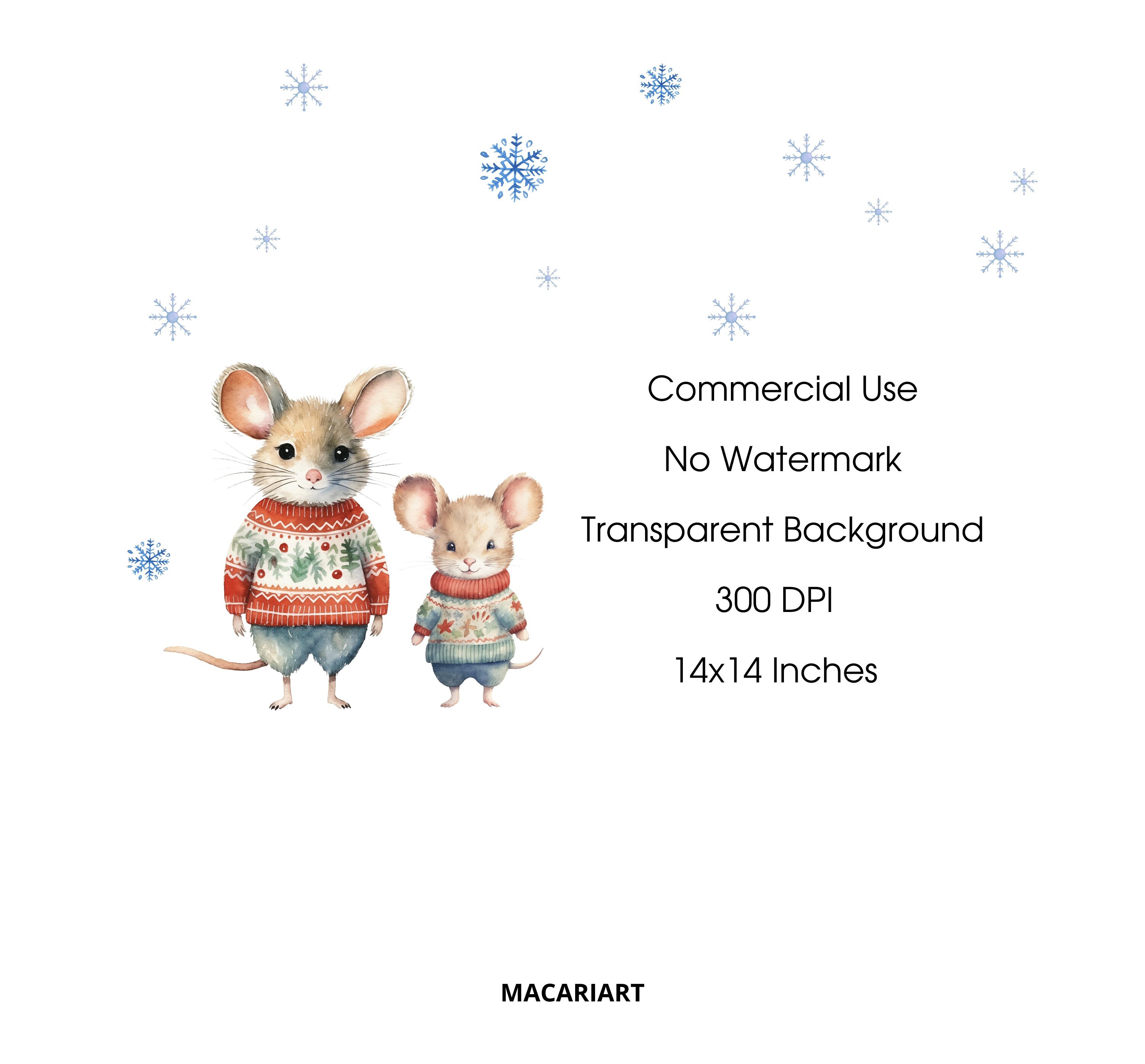 Christmas Mouse Winter Clipart Bundle Christmas Woodland Animal Ugly ...