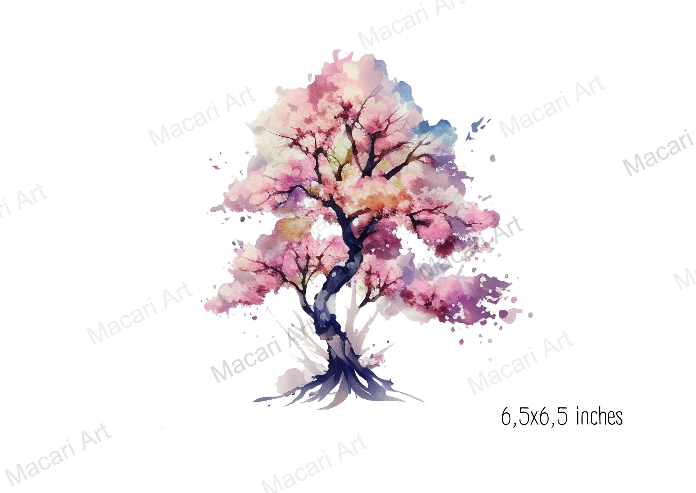 Watercolor Cherry Blossom Clipart Watercolor Flowers Cherry - Etsy