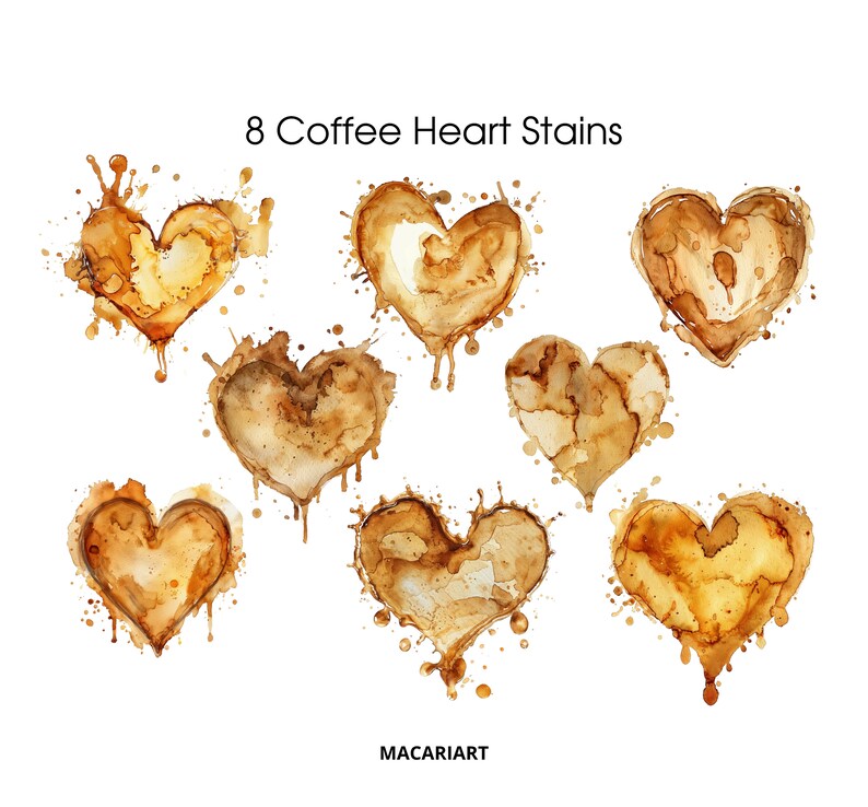 Coffee Heart Stains Clipart Watercolor Coffee Heart Espresso Coffee ...