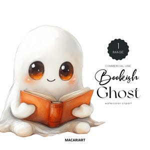 Cute Ghost Reading Clipart Halloween Bookish Ghost Png Spooky Bookish ...