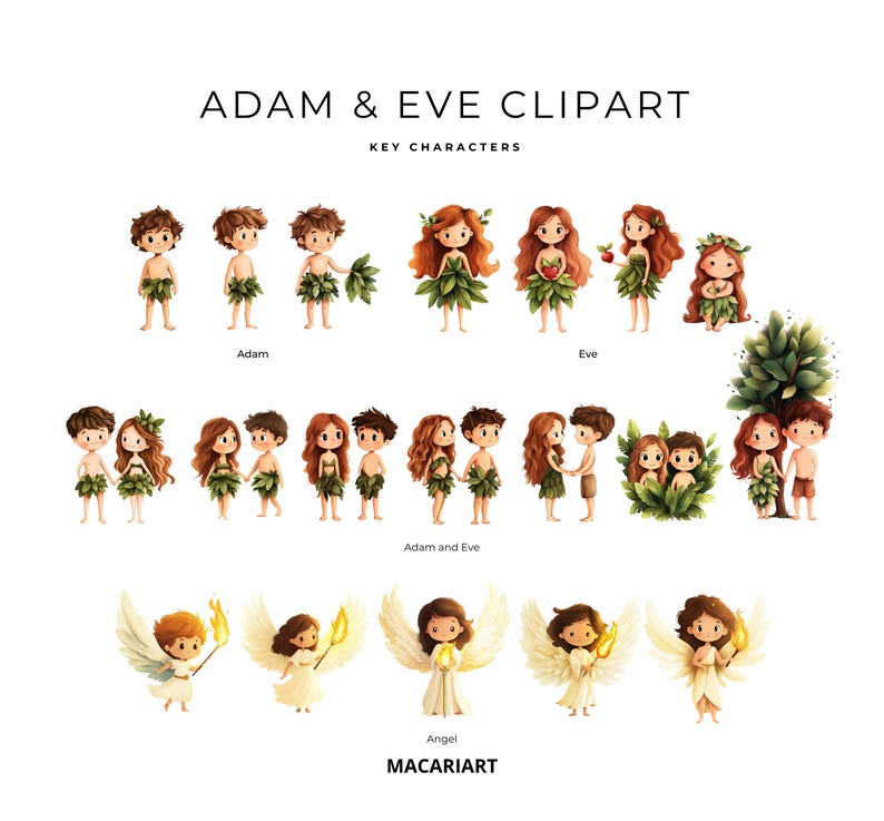 Adam and Eve Clipart, Garden of Eden Clipart, Biblical Character ...