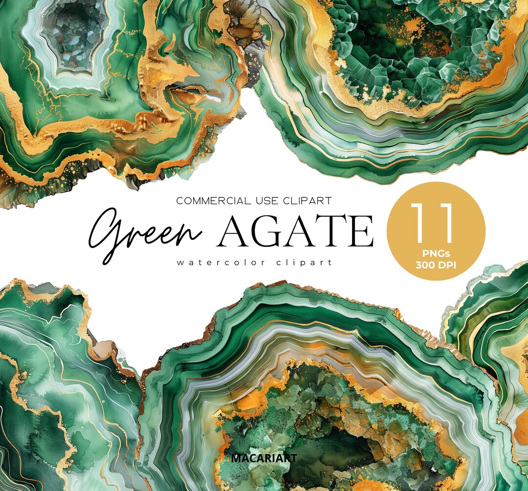 Green Agate Borders Clipart Gold Glitter Green Marble Border Geode ...