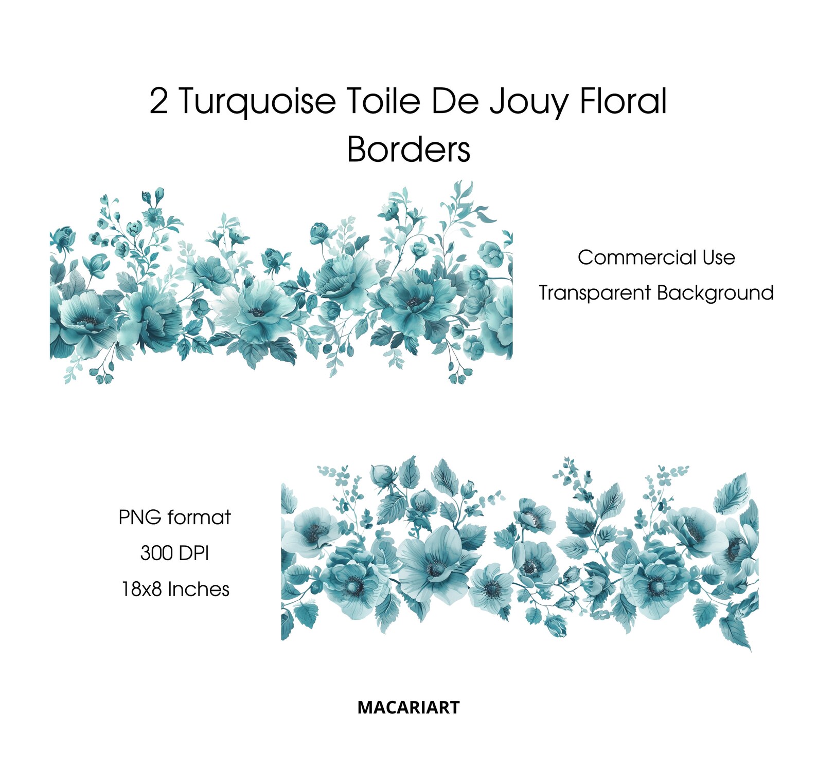 Floral Toile De Jouy Clipart Watercolor Toile Flowers Invitation Border ...