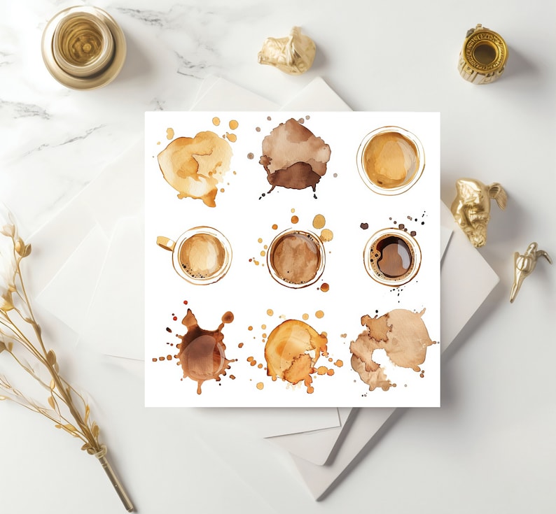 Coffee Stained Digital Paper Coffee Pattern JPEG Printable Scrapbook ...