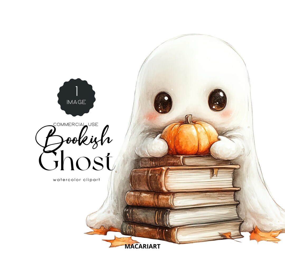 Cute Ghost Reading Clipart Halloween Bookish Ghost Png Spooky Bookish ...