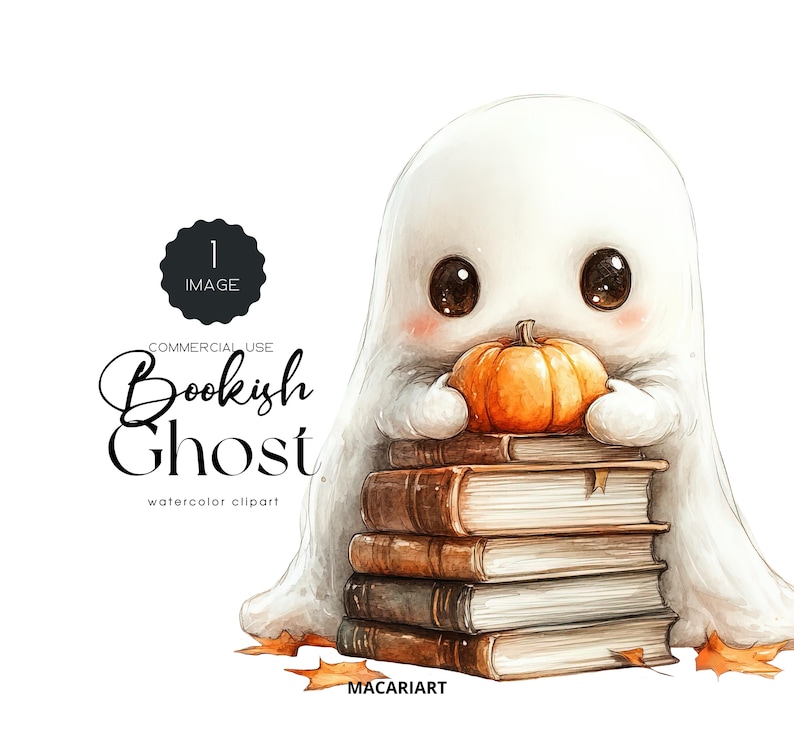 Cute Ghost Reading Clipart Halloween Bookish Ghost Png Spooky Bookish ...