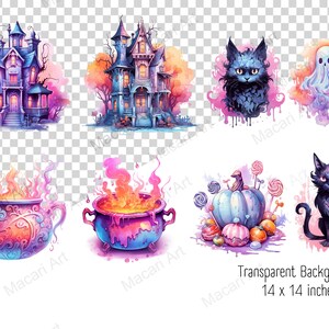 Pastel Halloween Clipart Cute Halloween Digital Watercolour Clipart ...