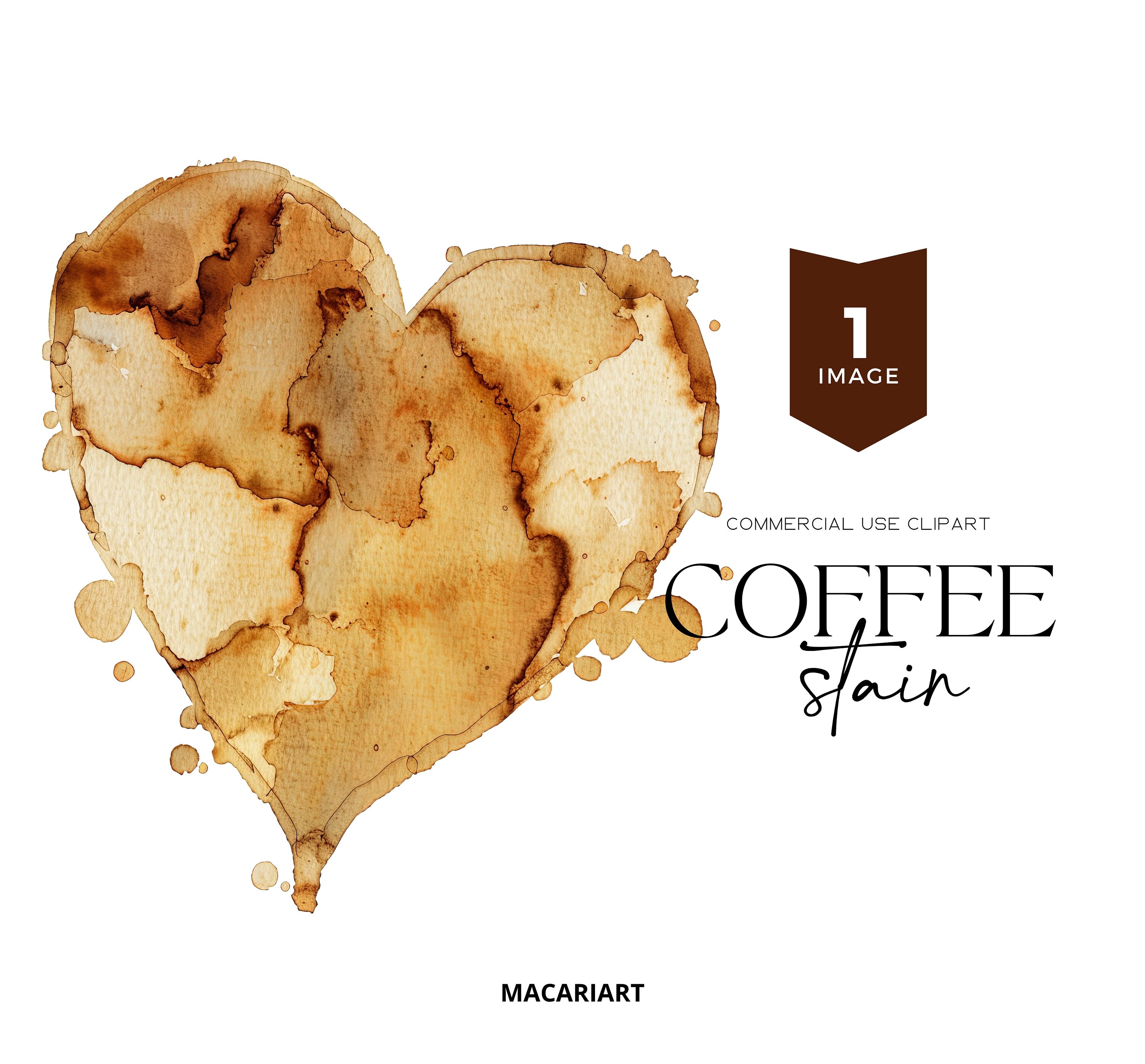 Coffee Heart Stain Clipart Watercolor Coffee Heart Espresso Coffee ...