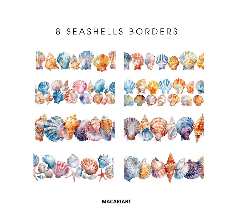 Seashell Border Clipart Sea Theme Border Ocean Decor for Card Making ...