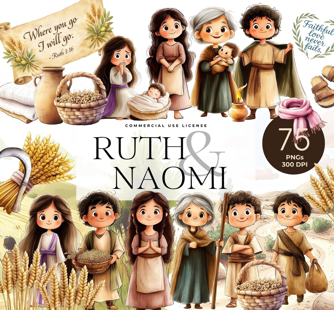 Ruth and Naomi Bible Story Clipart, Boaz, Old Testament, Women of the ...