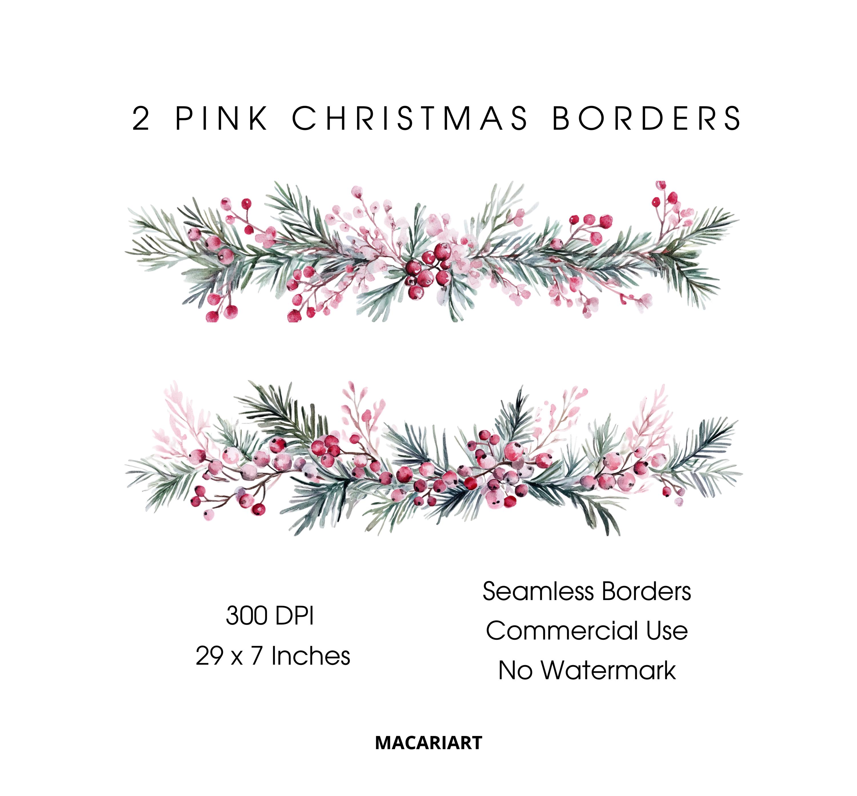Perry Pink Christmas Garland Clipart Pink Floral Christmas Frame ...