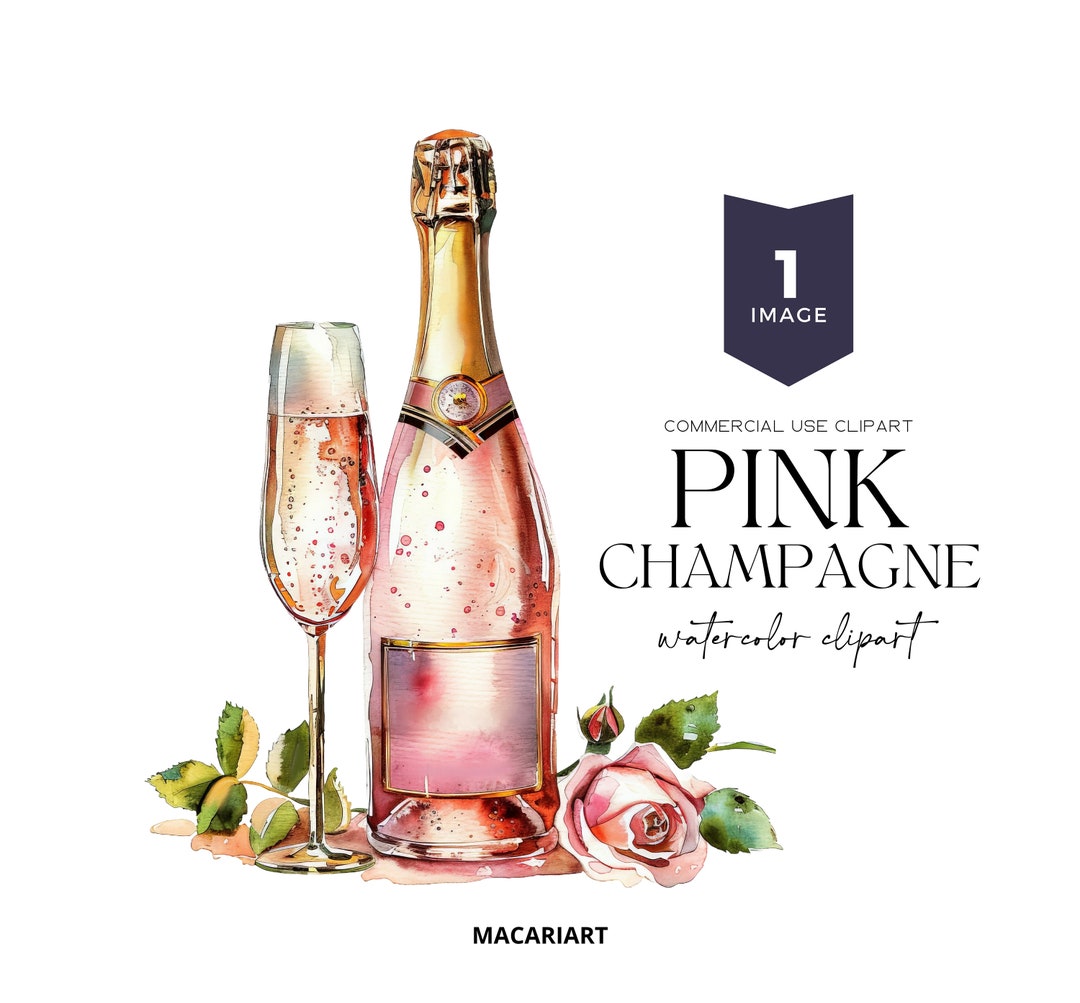 Pink Champagne Bottle Clipart Watercolor Party Clipart Champagne Png Drink Cliparts Champagne