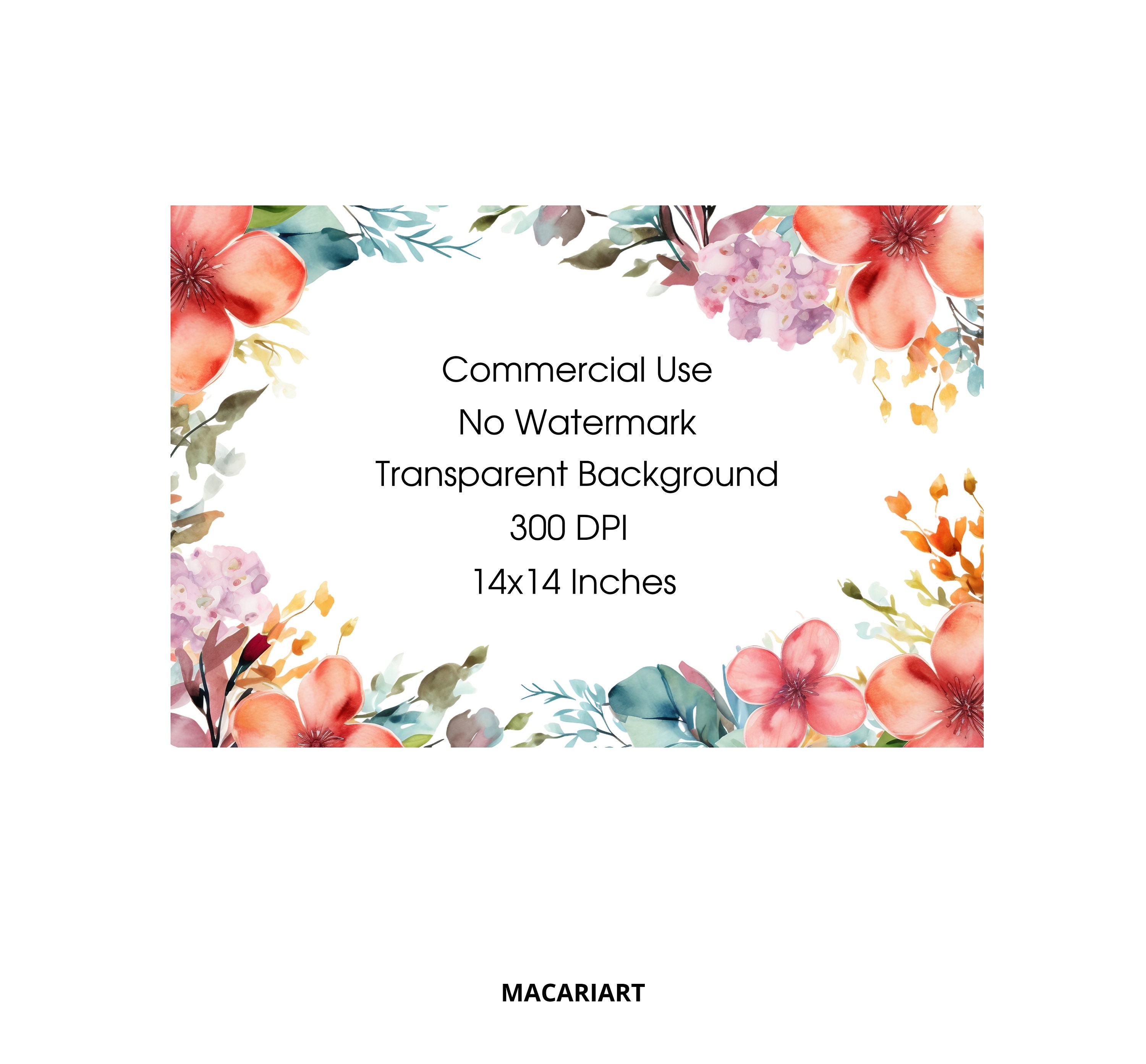 Spring Floral Frames Watercolor Clipart Wedding Frames Baby Shower ...