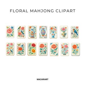 Mahjong Clipart, Mahjong Tiles Png, Watercolor Mahjong Png, Floral ...