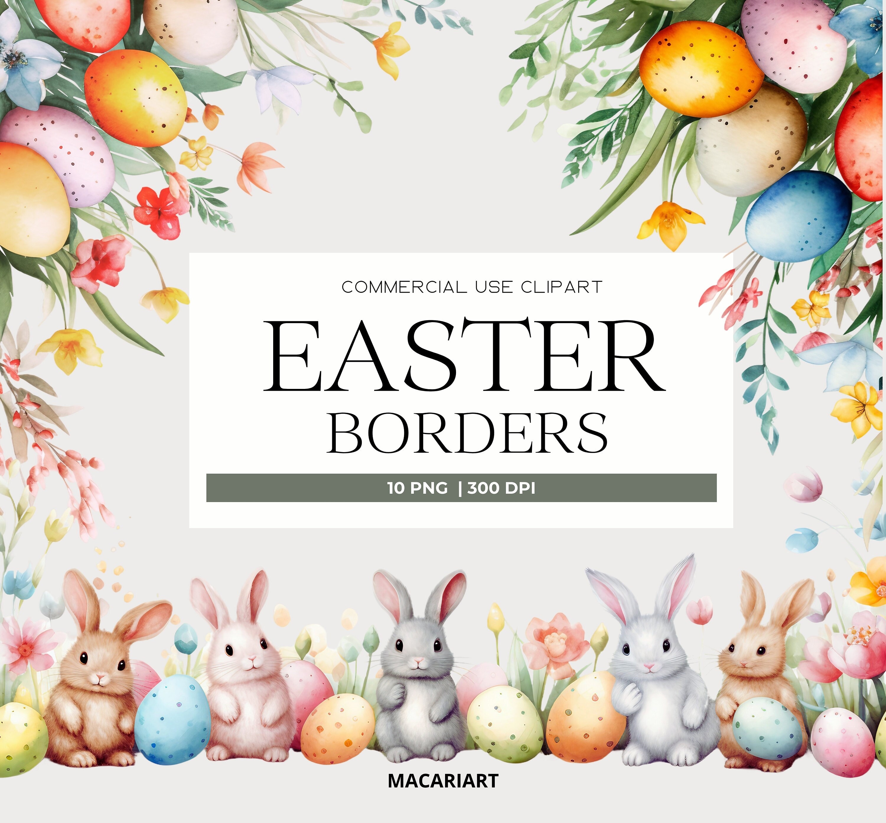 Easter Border Frames Watercolor Easter Clipart Easter Eggs Spring ...