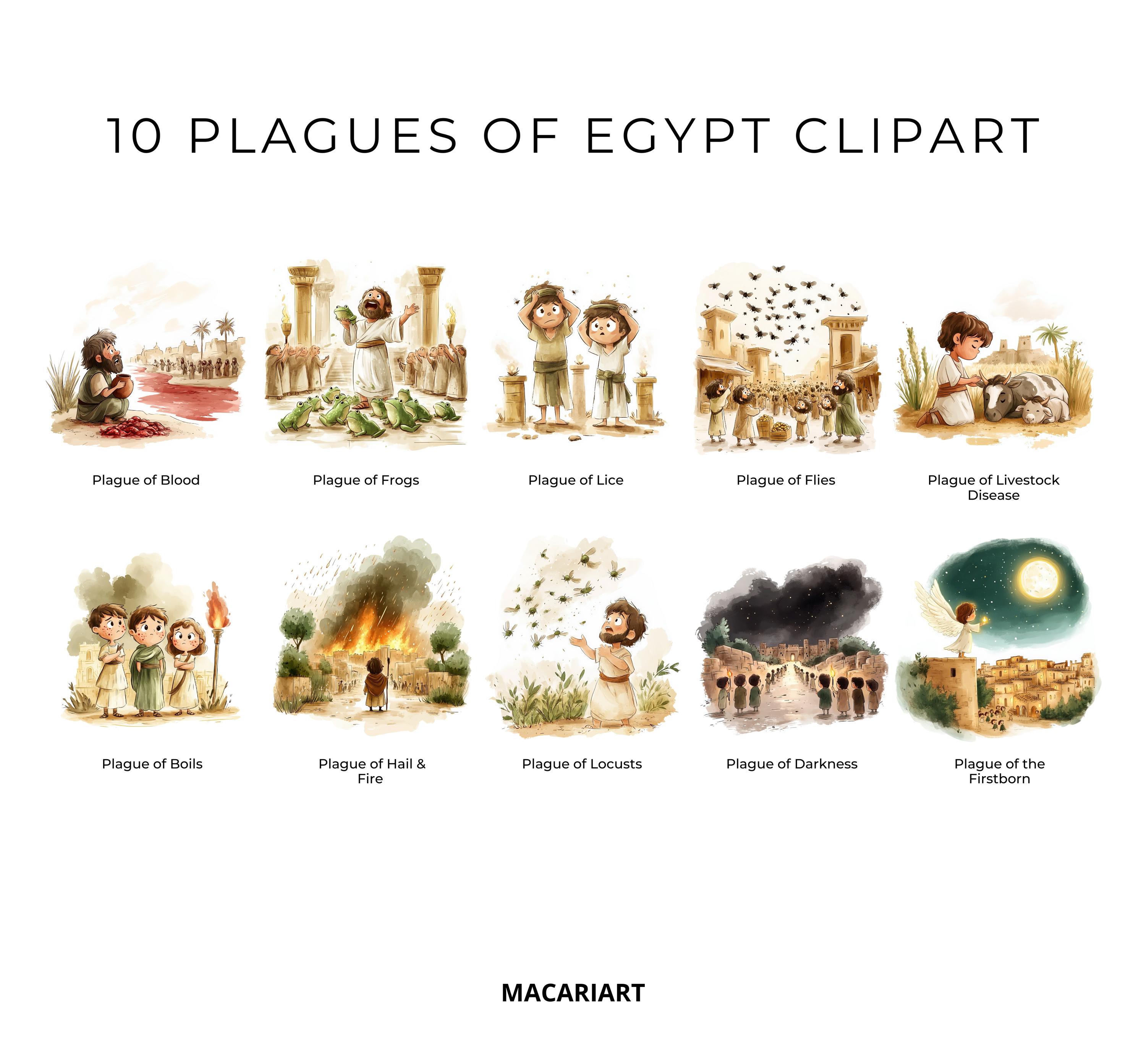 Plagues of Egypt Clipart, Biblical Scenes Clipart, Kids Bible Study ...