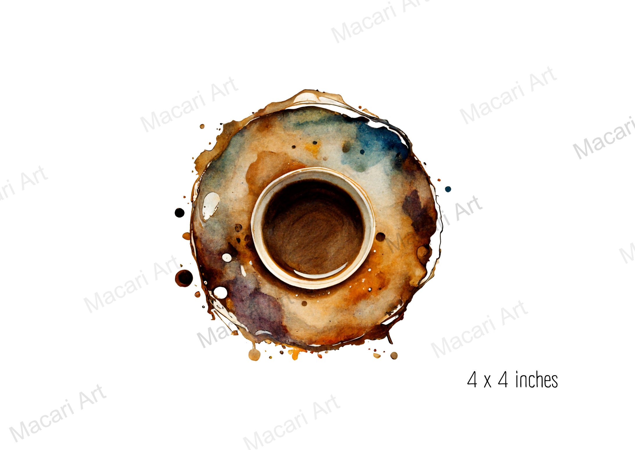 Watercolor Coffee Cup Clipart Coffee Print Wall Art Coffee Poster Shop ...