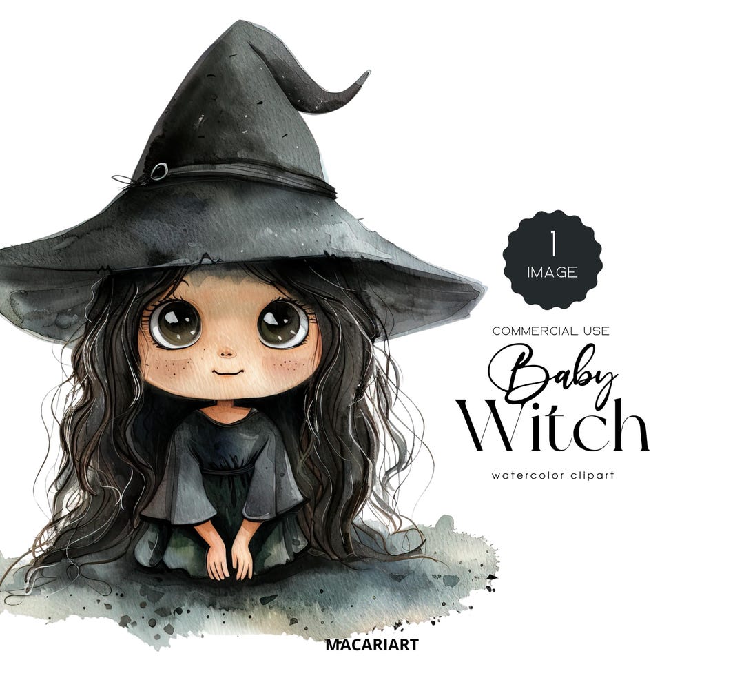 Cute Witch Clipart Watercolor Halloween Clip Art Mystical Witches Png ...