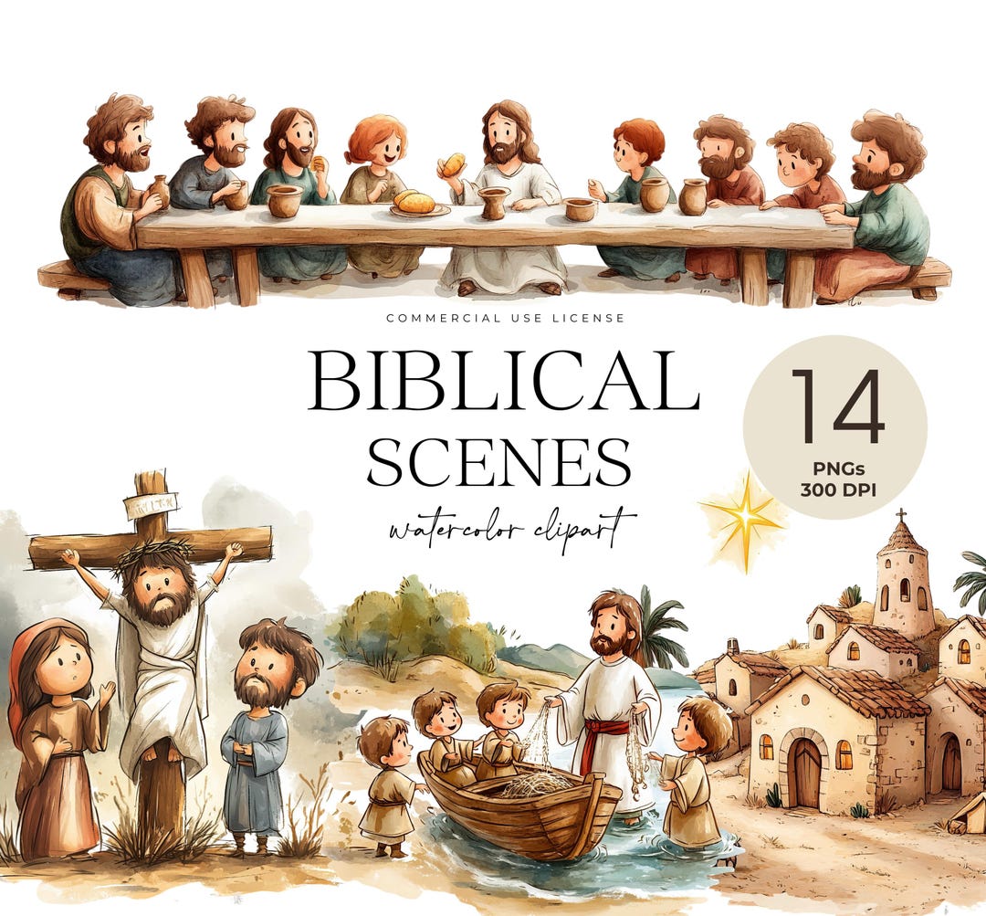 Biblical Scenes Clipart, Kids Bible Study Clipart, Bible Backgrounds ...