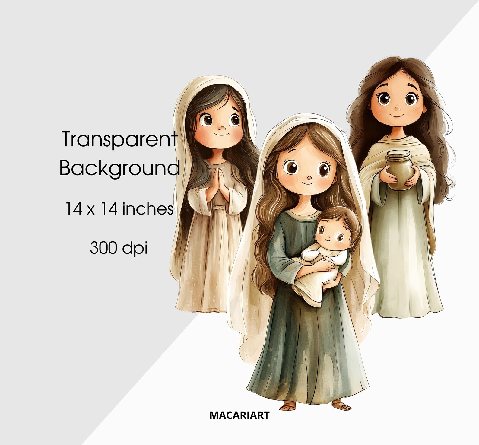 Women of the Bible Clipart, Biblical People, Praying Sisters, Faith ...
