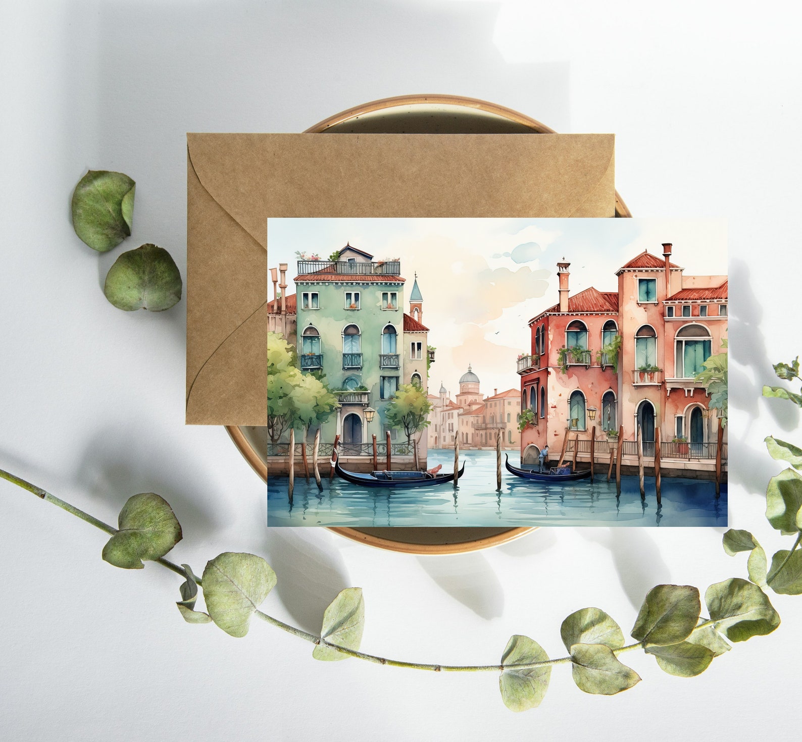 Watercolor Venice Digital Paper Italian Vacation Venice Canals Gondola ...