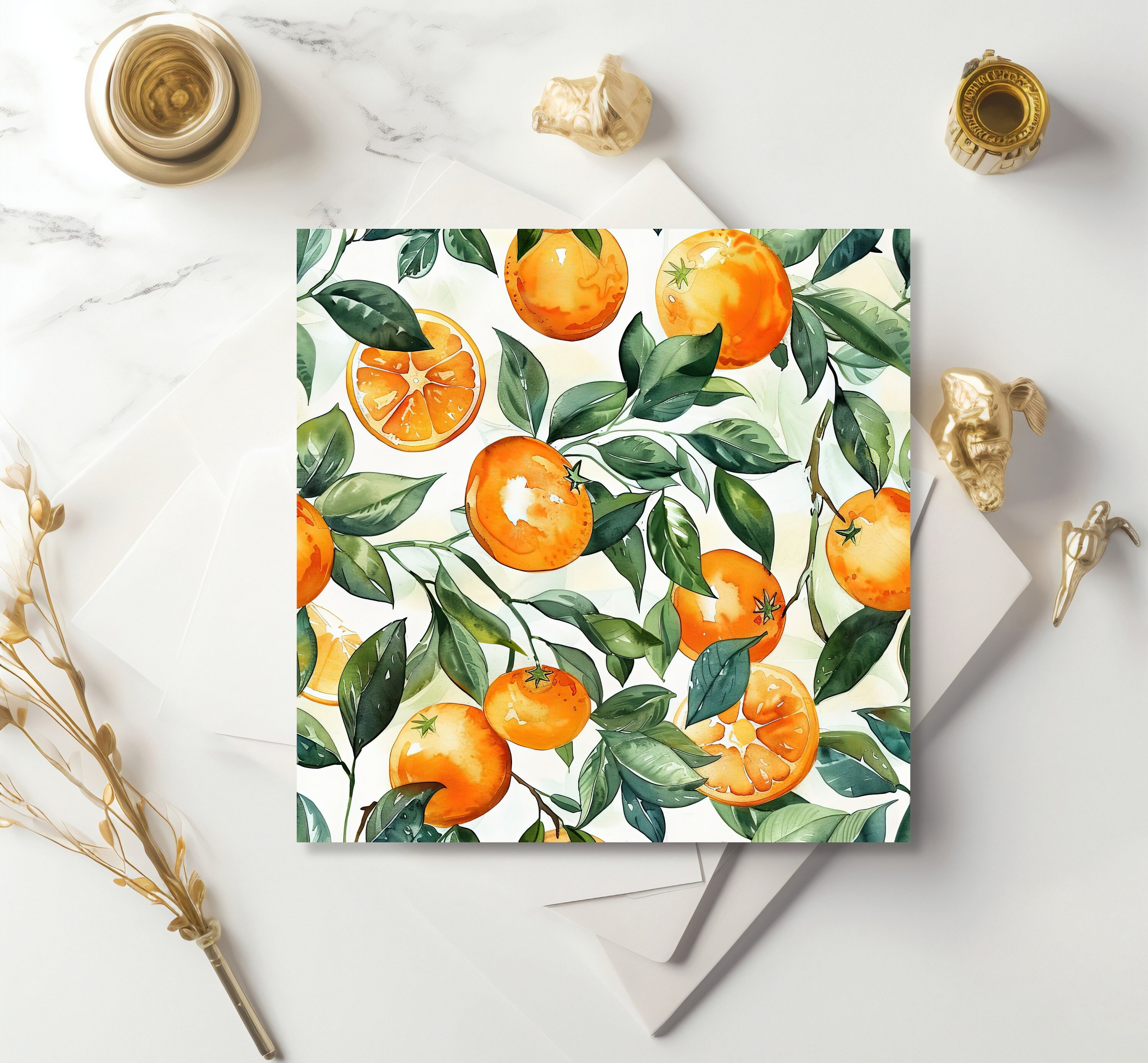 Mediterranean Tile Watercolor Oranges Seamless Pattern Portuguese ...