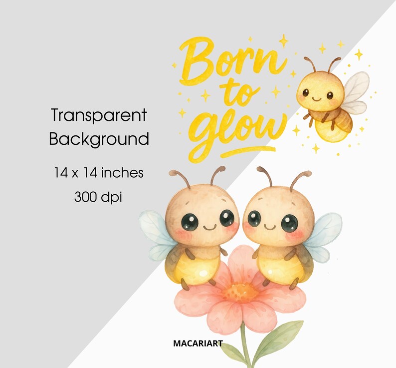 Cute Lightning Bug Clipart, Watercolor Firefly Clipart, Cute Insect PNG ...