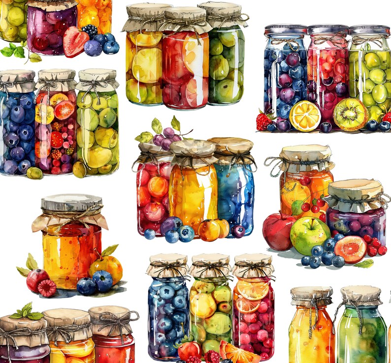 Preserve Jar Clipart Watercolor Preserves Clipart Jam Jars Png Fruit ...