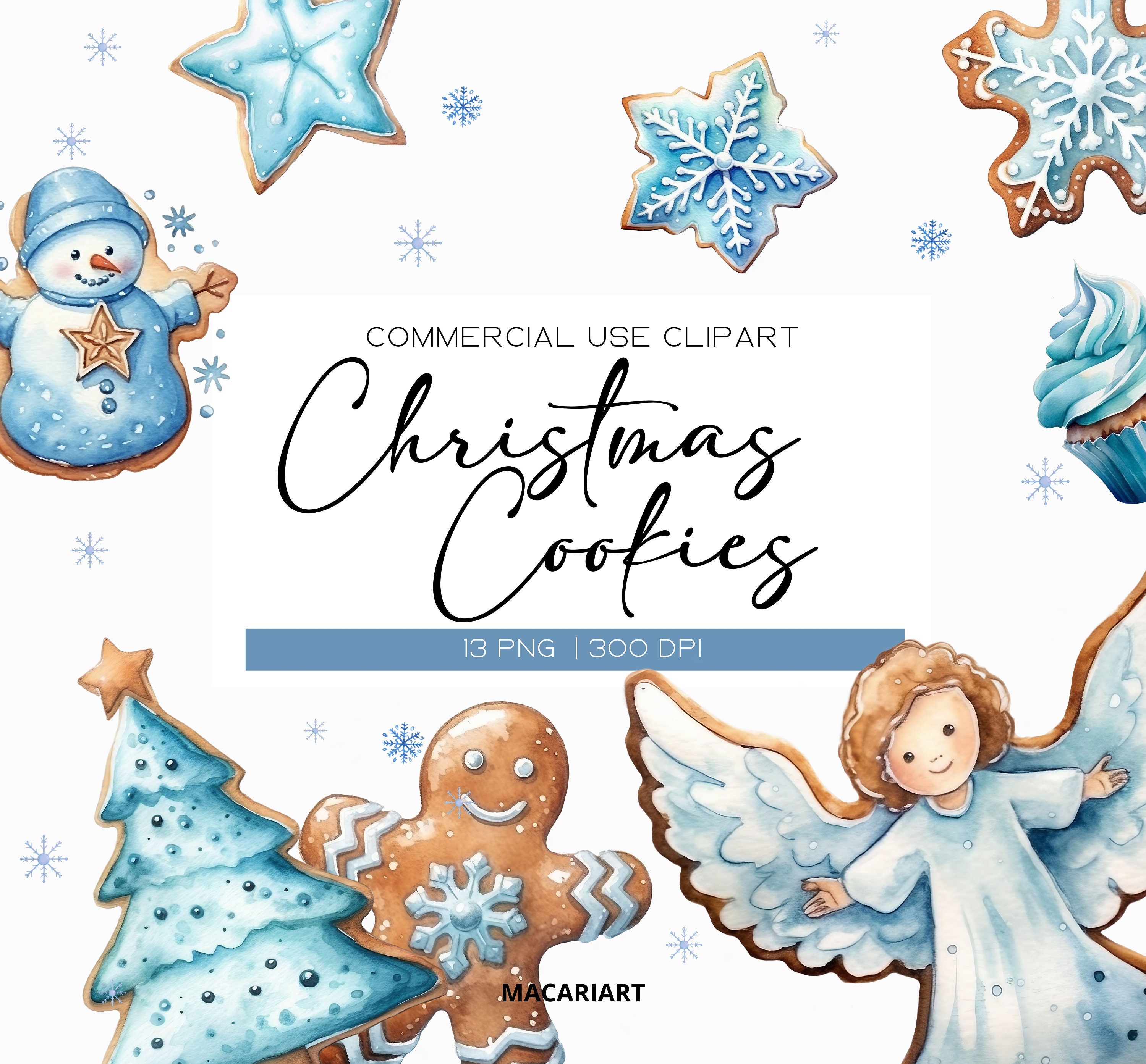 Christmas Cookie Clipart Pack Blue Christmas Cookie PNG - Etsy
