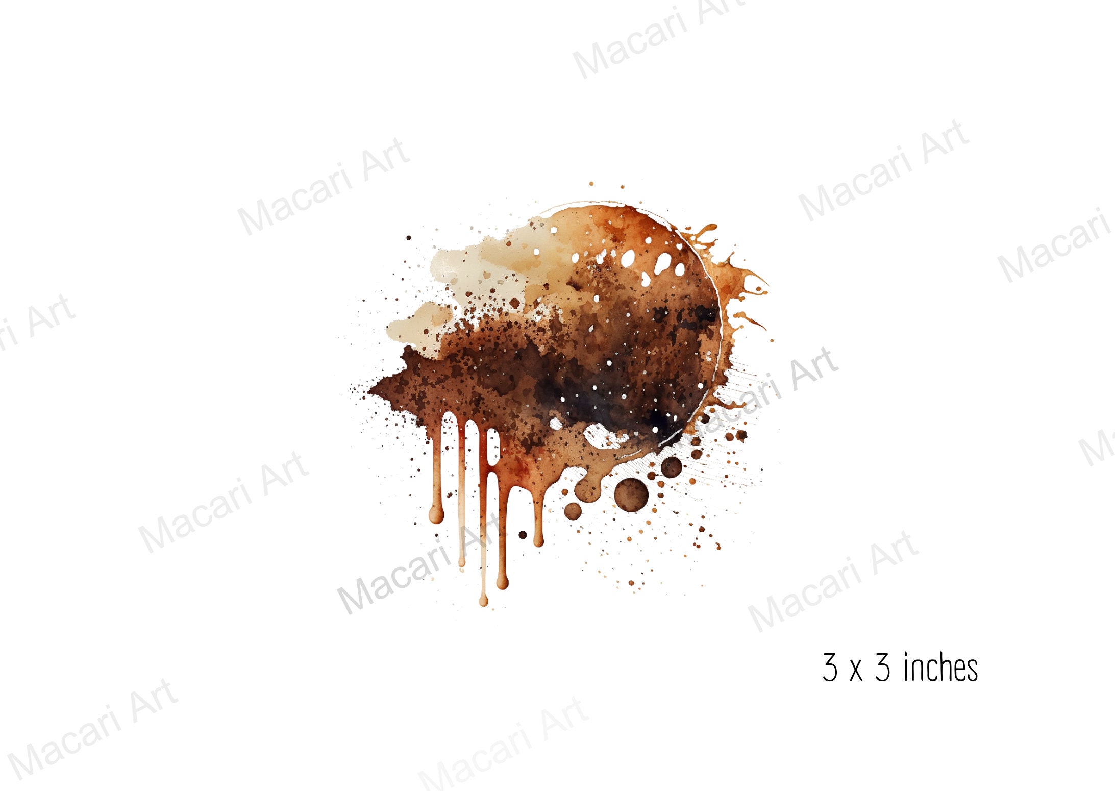 Watercolor Coffee Stains Clipart Coffee Print Wall Art Coffee - Etsy