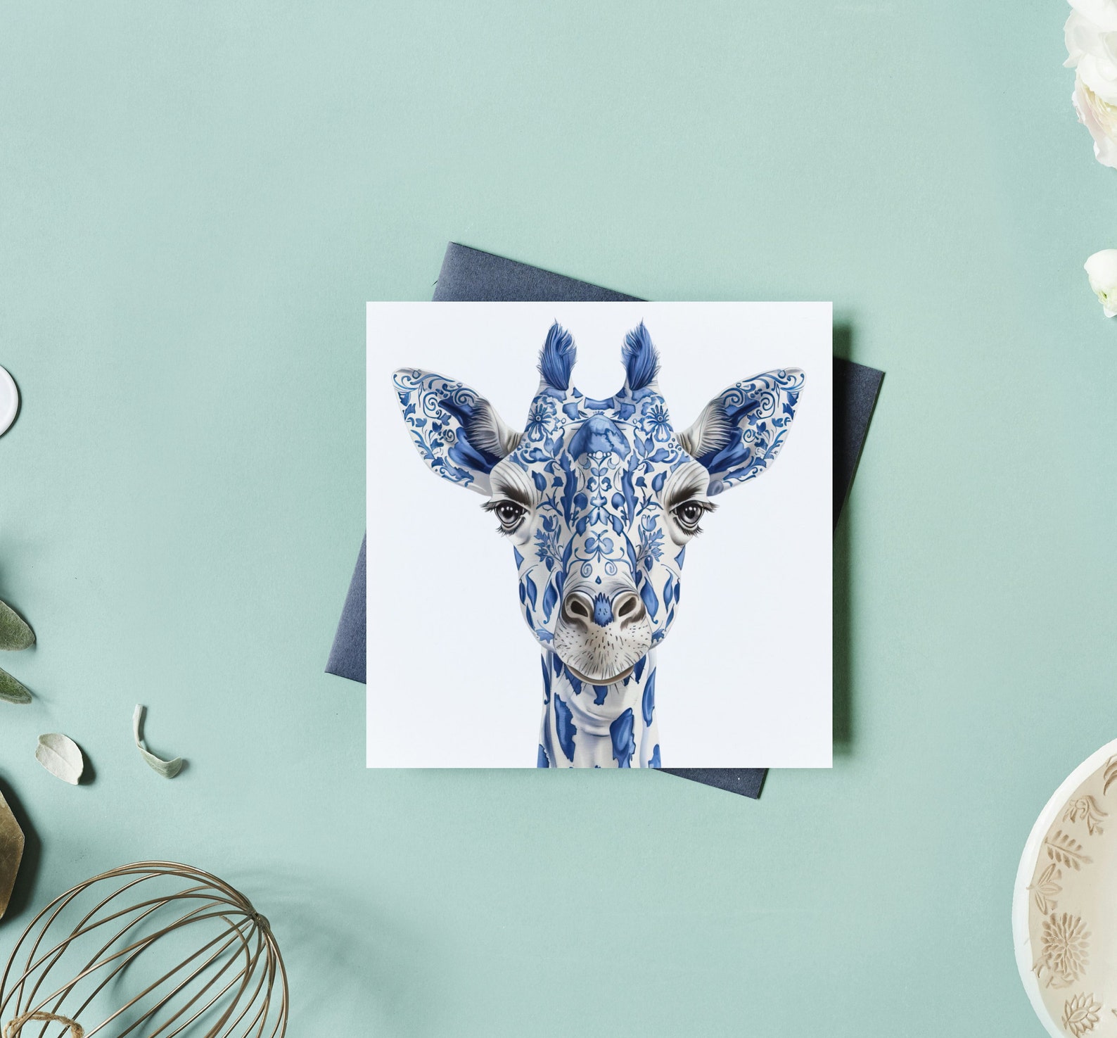 Toile Blue Giraffe Clipart Watercolor Chinoiserie Toile De Jouy Jungle ...