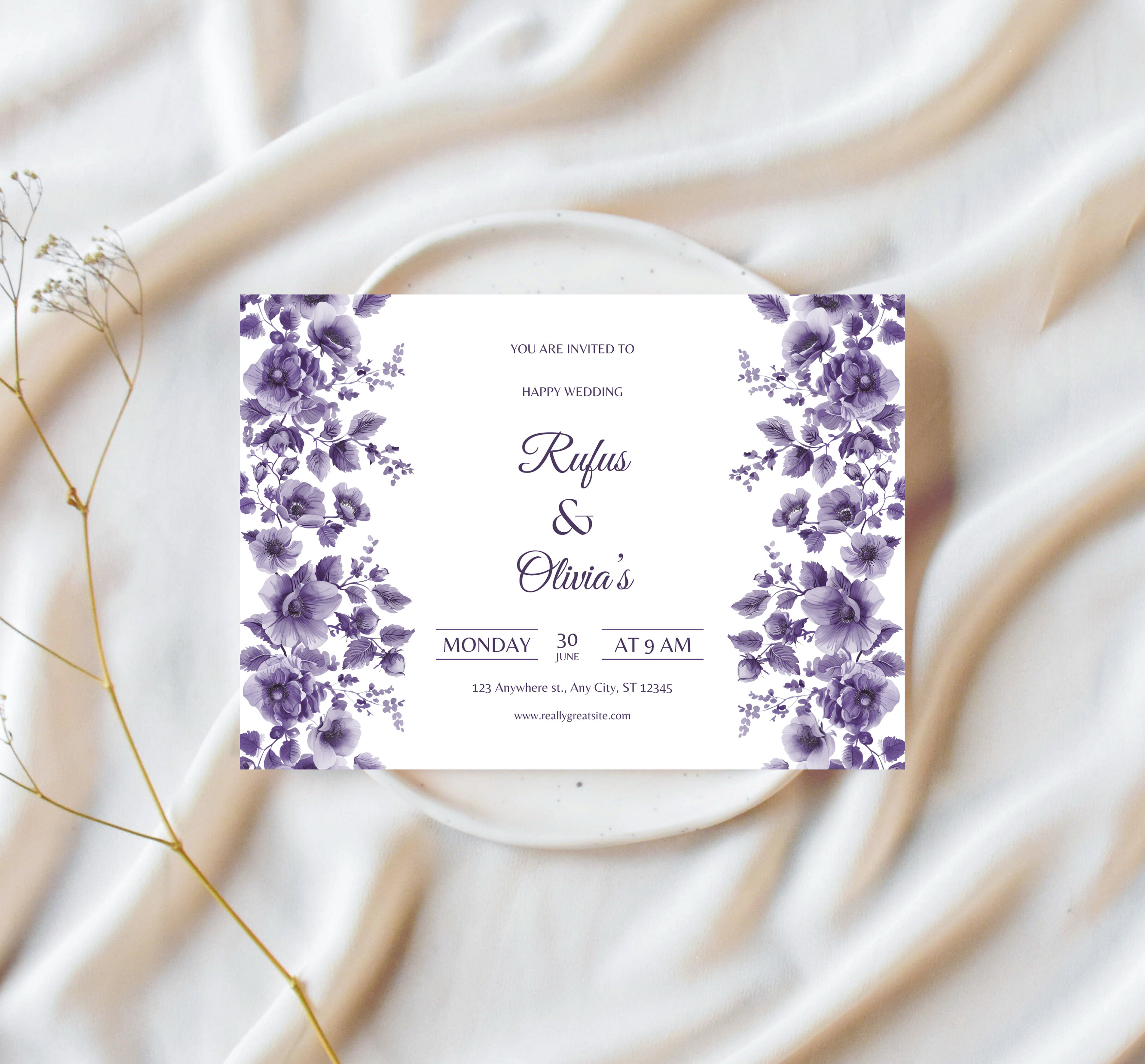 Floral Toile De Jouy Border Clipart Watercolor Purple Toile Flowers ...