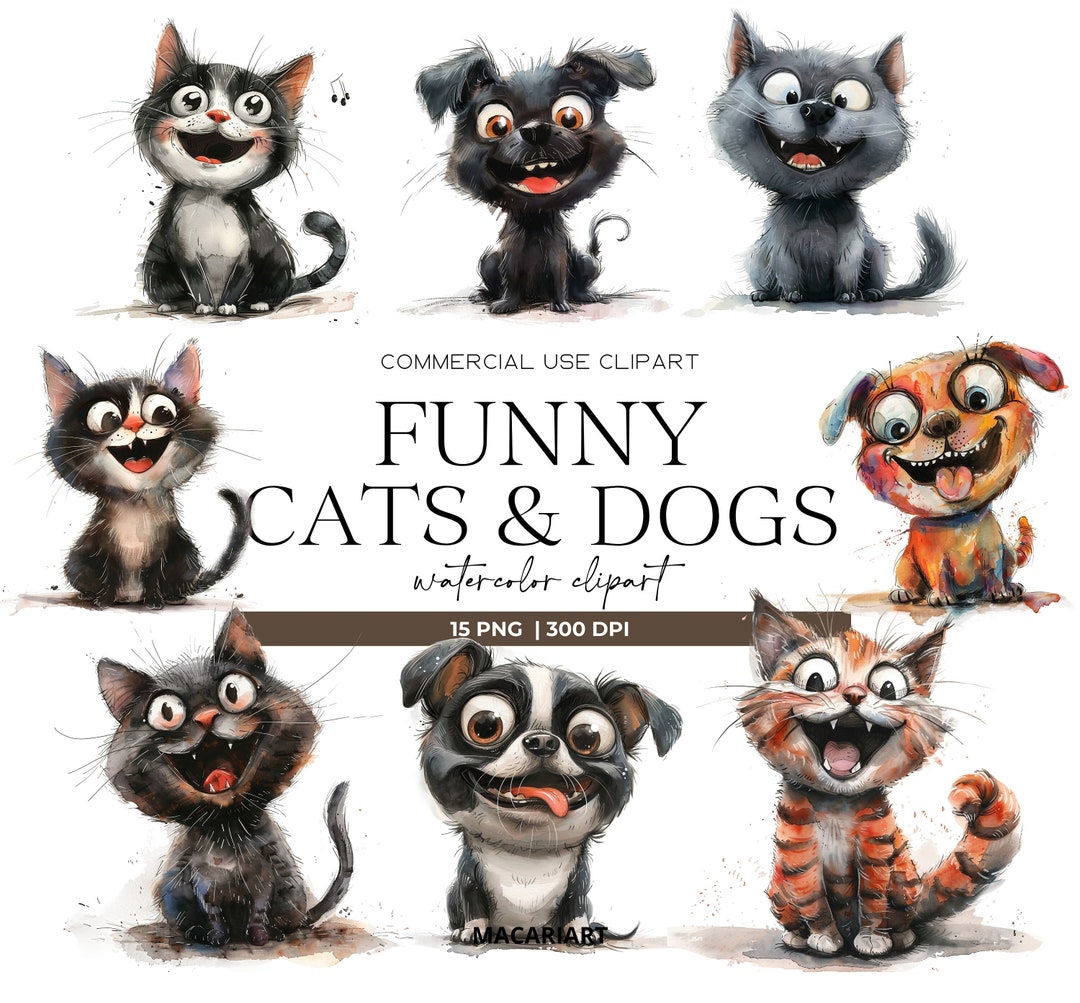 Cute Dogs Cats Clipart Quirky Dogs Png Kitten Clipart Cats Funny Dogs ...