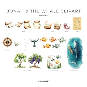 Jonah and the Whale Clipart, Book of Jonah, Biblical Character Clipart ...