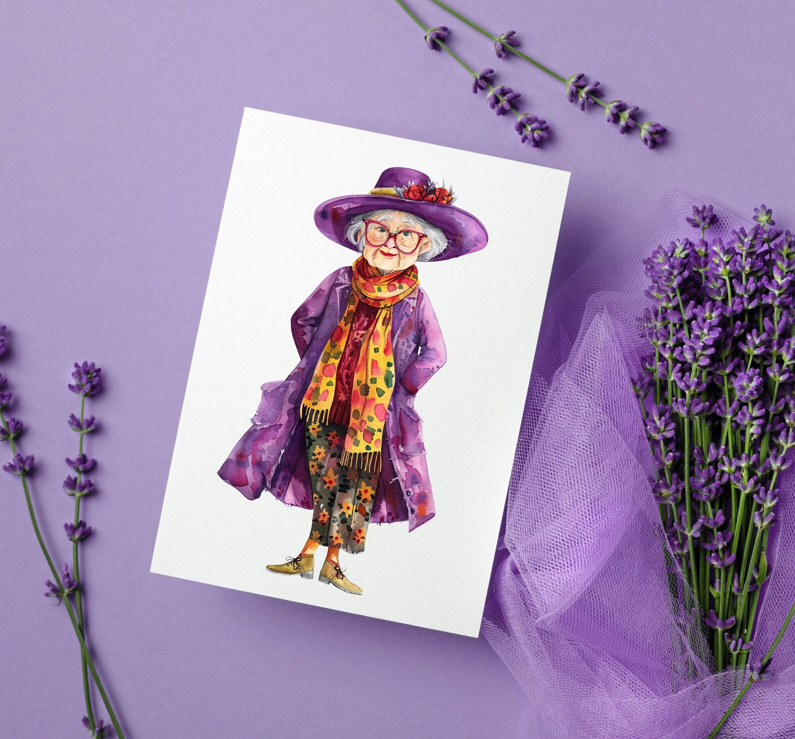 Whimsical Old Lady Clipart Quirky Woman Funny Old Ladies Clipart Old ...