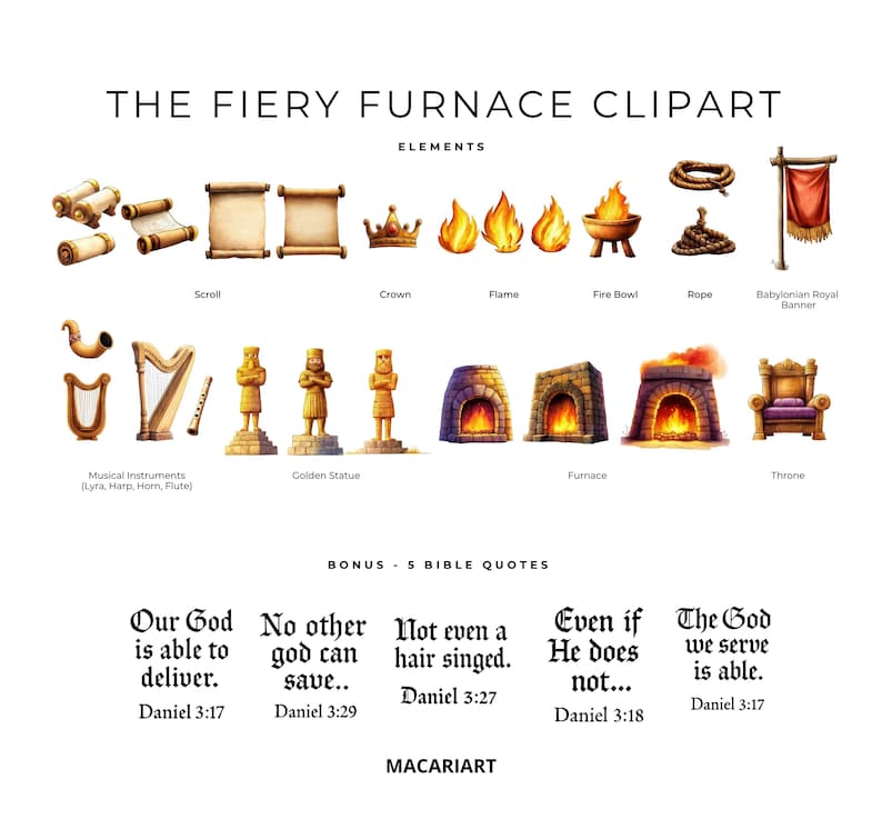 Fiery Furnace Clipart, Shadrach Meshach Abednego, Biblical Character ...