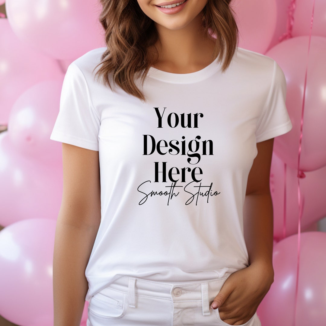 White Gildan 64000 Model Mockup White Gildan T Shirt Mockup Model