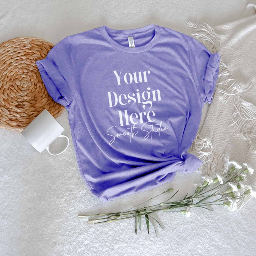 Heather Lapis Bella Canvas 3001 Mockup | Heather Bella and Canvas T ...