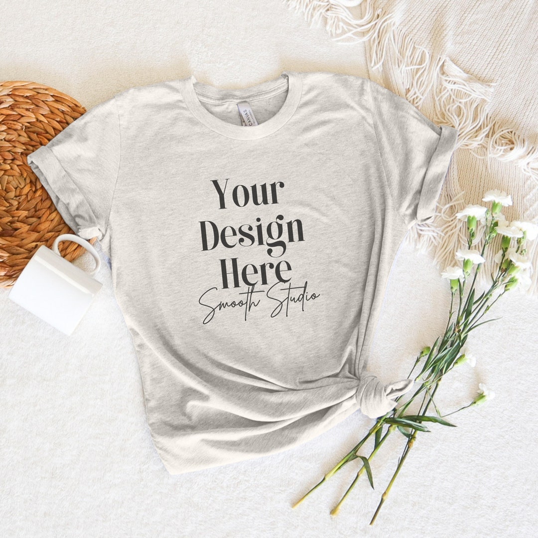 Heather Dust Bella Canvas 3001 Mockup | Heather Dust Bella and Canvas T ...