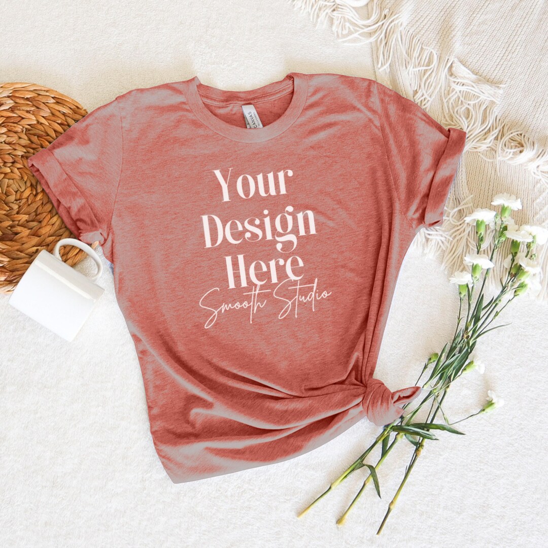 Heather Clay Bella Canvas 3001 Mockup | Heather Clay Bella and Canvas T ...