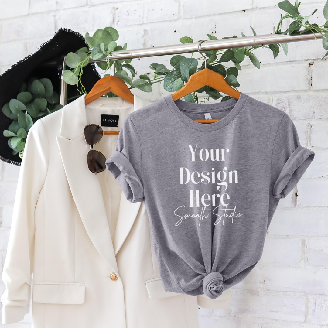 Heather Storm Bella Canvas 3001 Mockup Heather Storm Bella and Canvas T ...