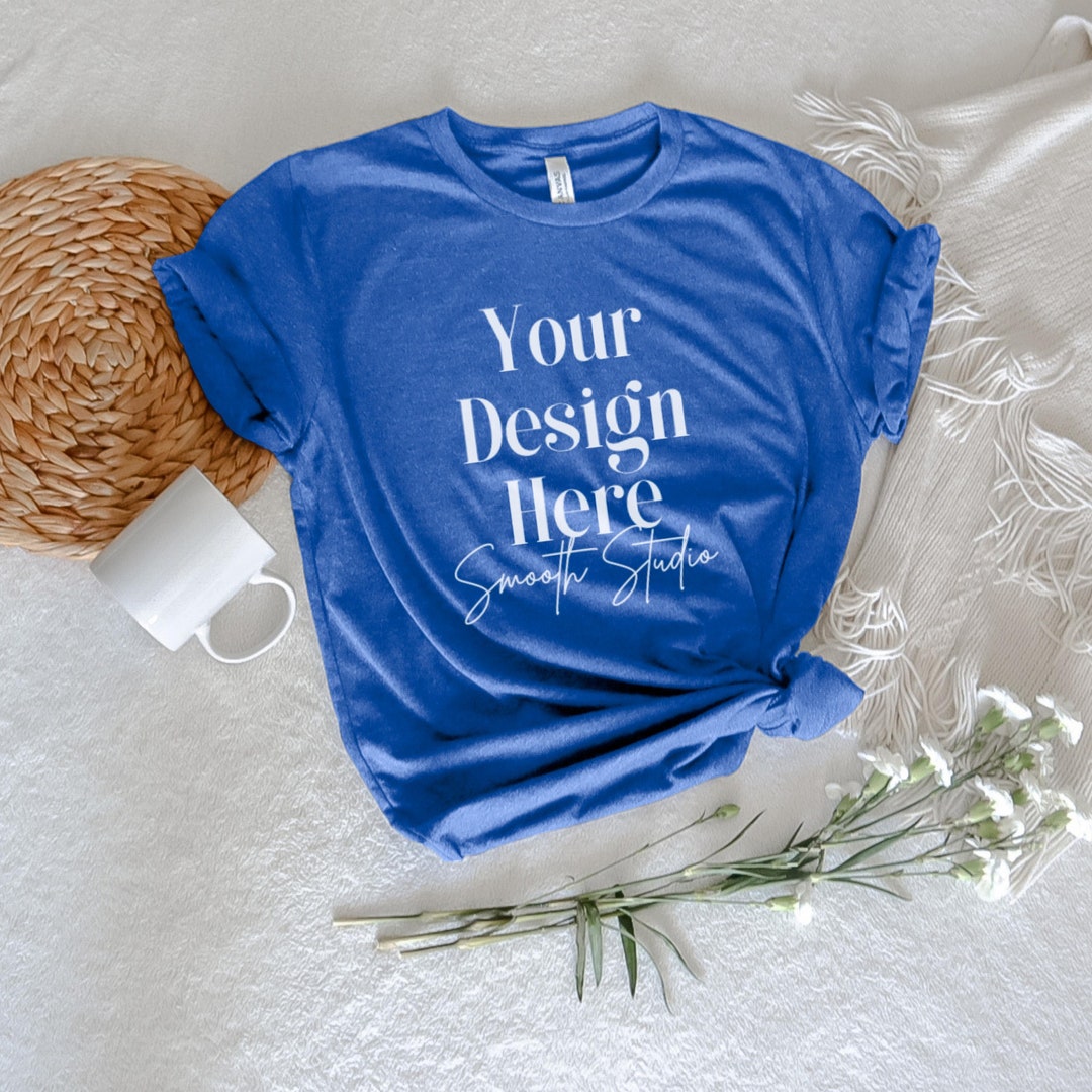 Heather True Royal Blue Bella Canvas 3001 Mockup | Heather True Royal ...
