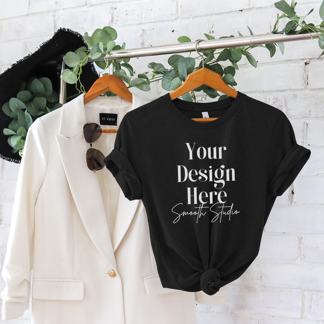 Heather Black Bella Canvas 3001 Mockup | Heather Black Bella and Canvas ...