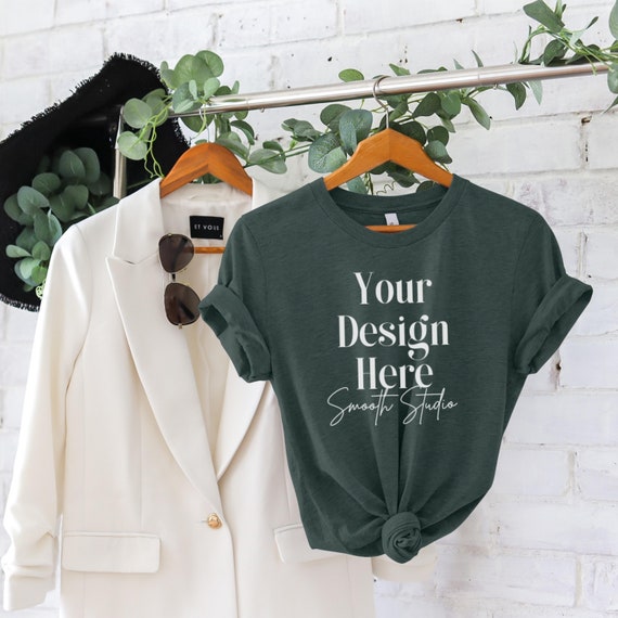 Heather Emerald Bella Canvas 3001 Mockup Heather Emerald - Etsy