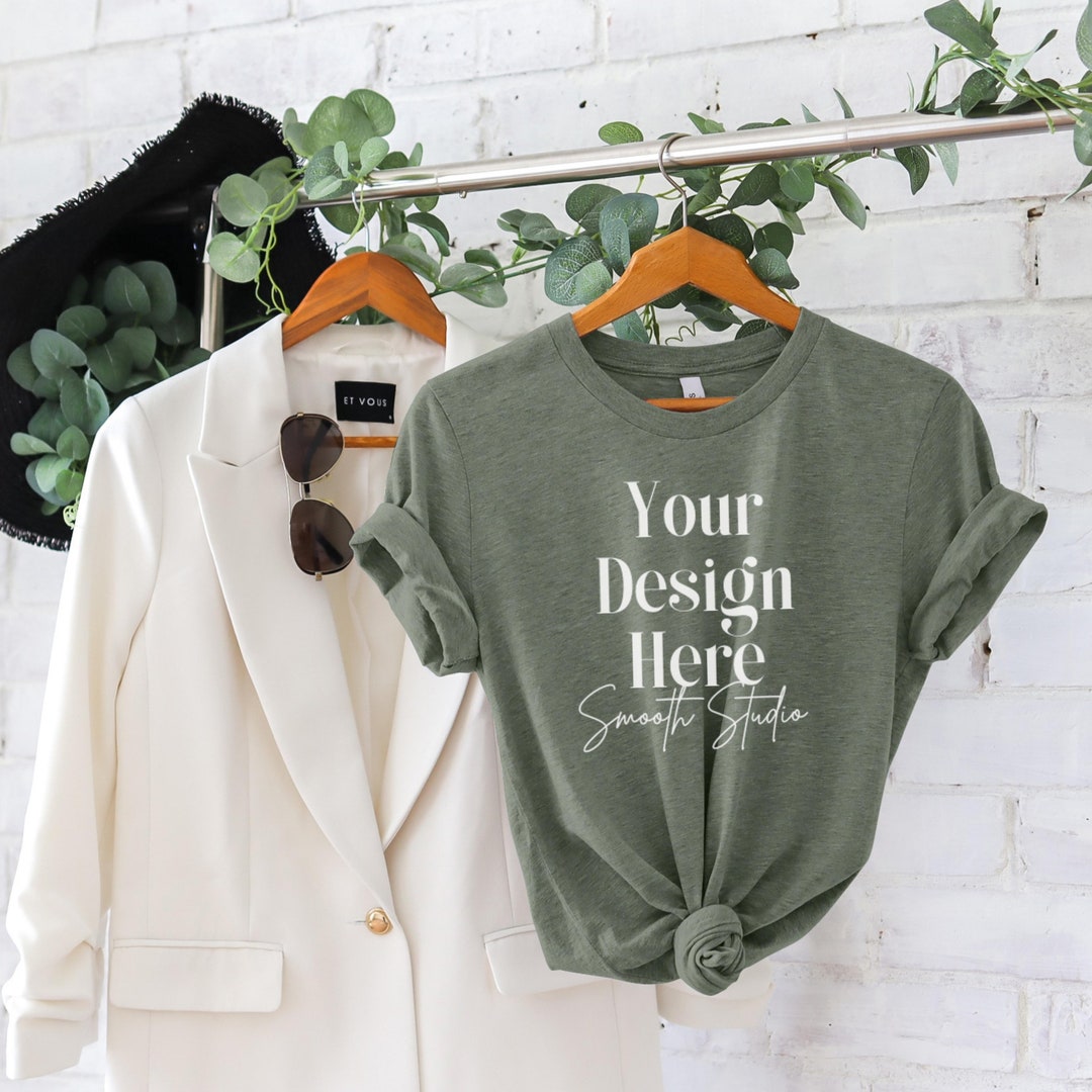 Heather Military Green Bella Canvas 3001 Mockup / Heather Military ...