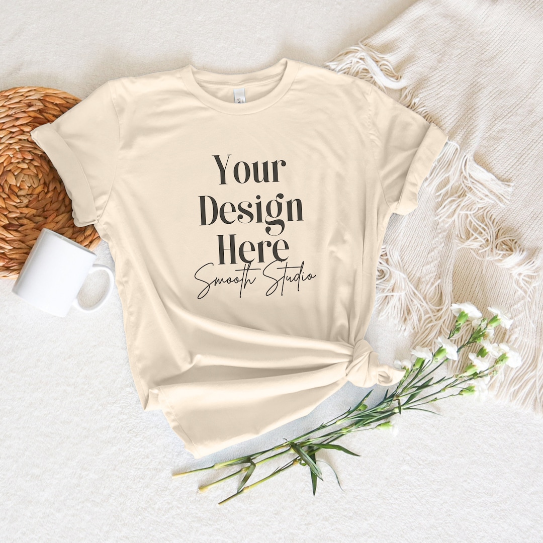 Soft Cream Bella Canvas 3001 Flat Lay Mockup, Bella Canvas T-shirt ...