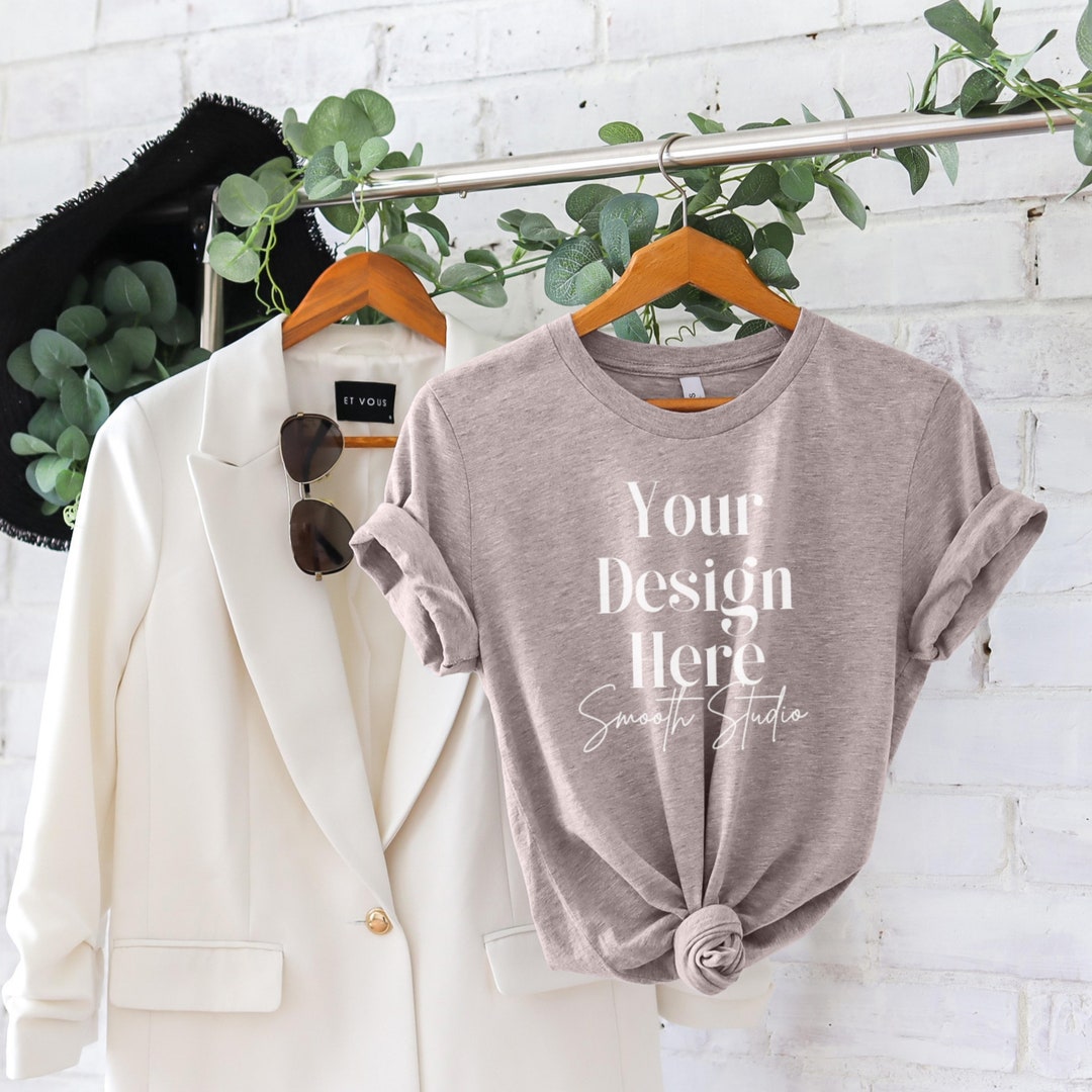 Heather Pink Gravel Bella Canvas 3001 Mockup Heather Pink Gravel Bella ...