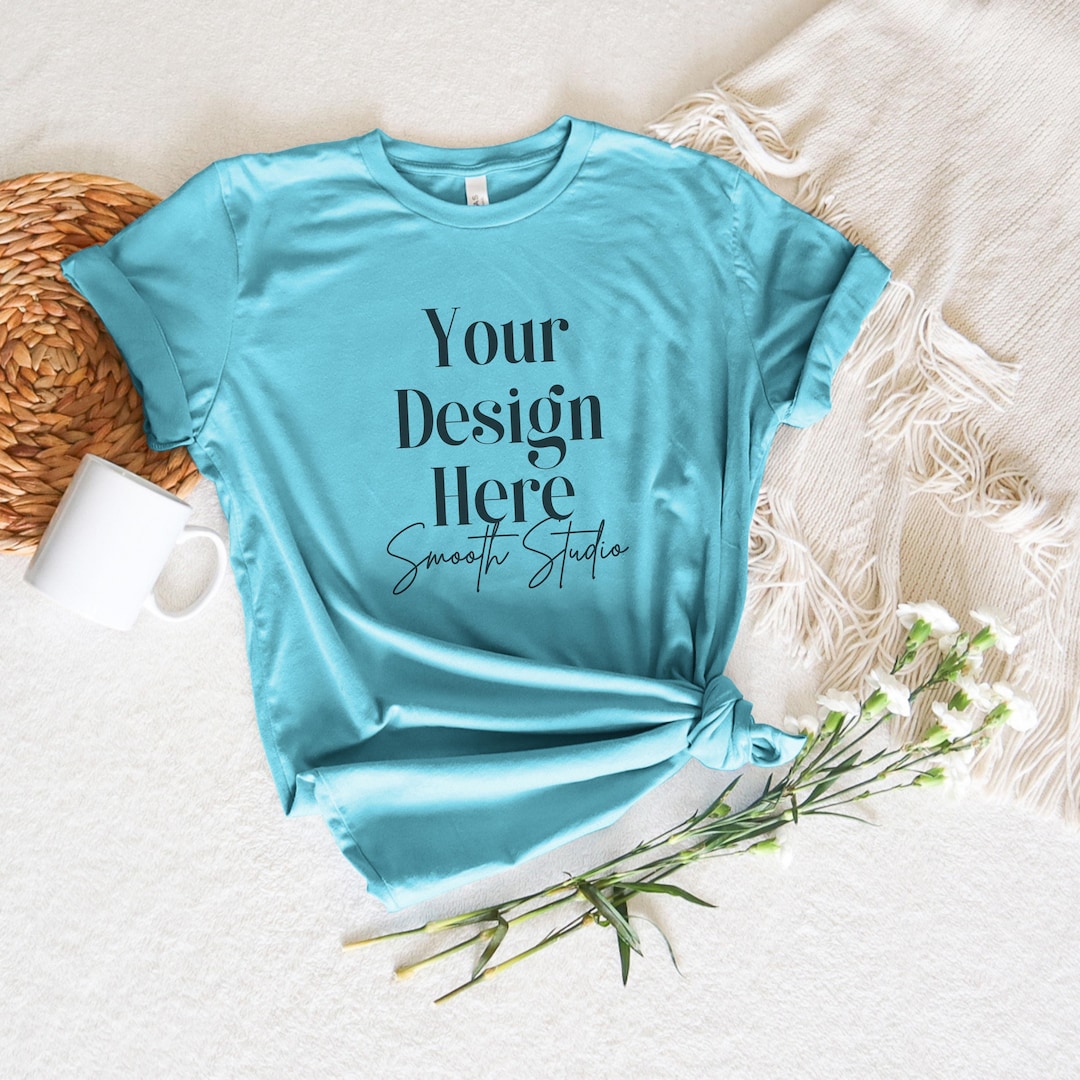 Turquoise Bella Canvas 3001 Flat Lay Mockup, Bella Canvas T-shirt ...