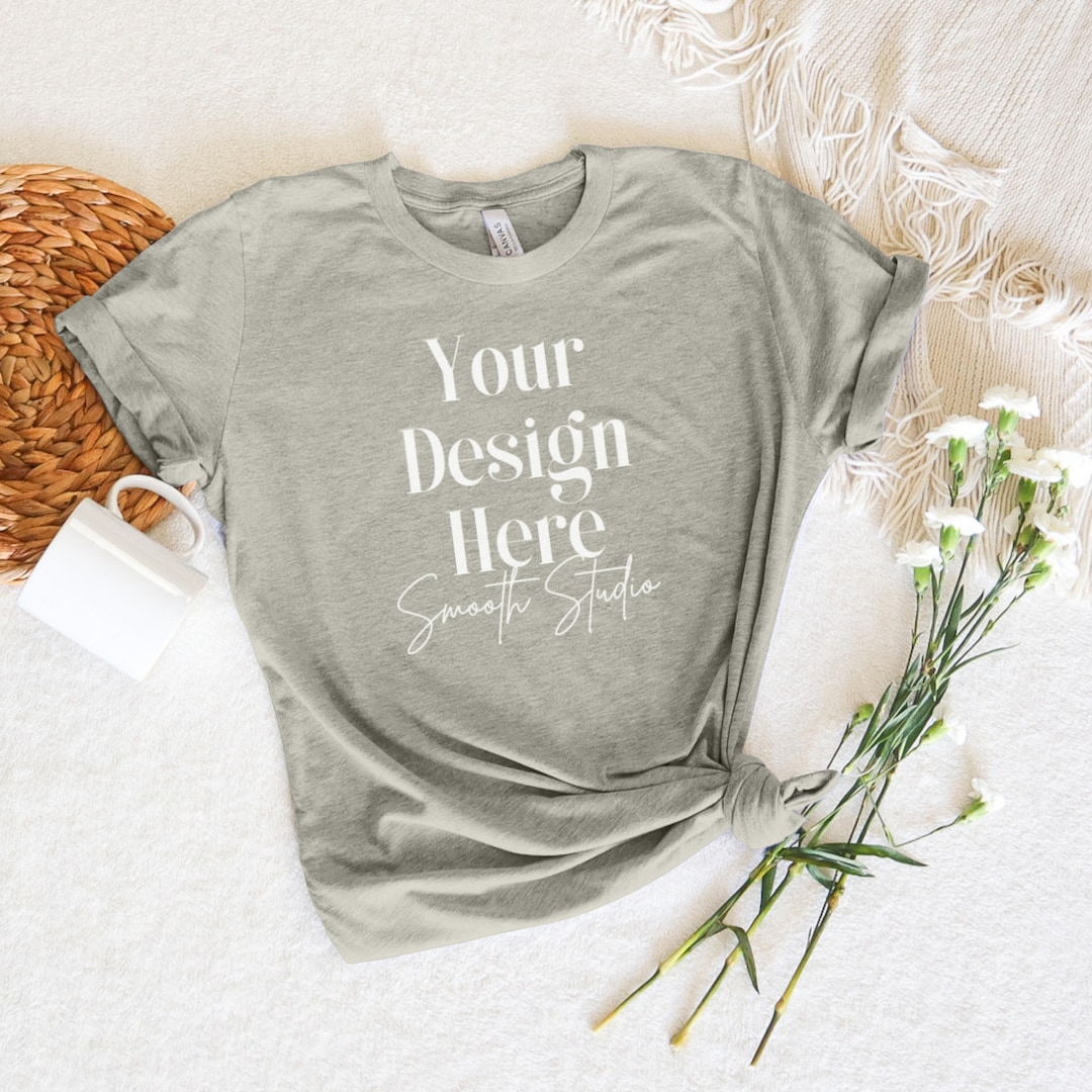 Heather Stone Bella Canvas 3001 Mockup Heather Stone Bella and Canvas T ...