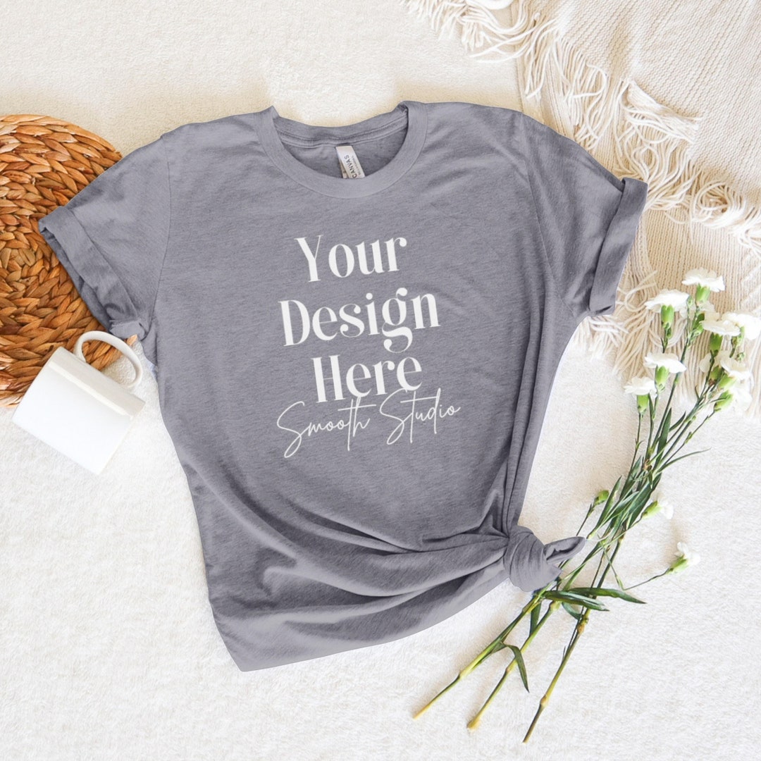 Heather Storm Bella Canvas 3001 Mockup | Heather Storm Bella and Canvas ...